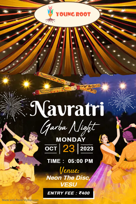 Navratri Garba Night Celebration Template | PosterMyWall