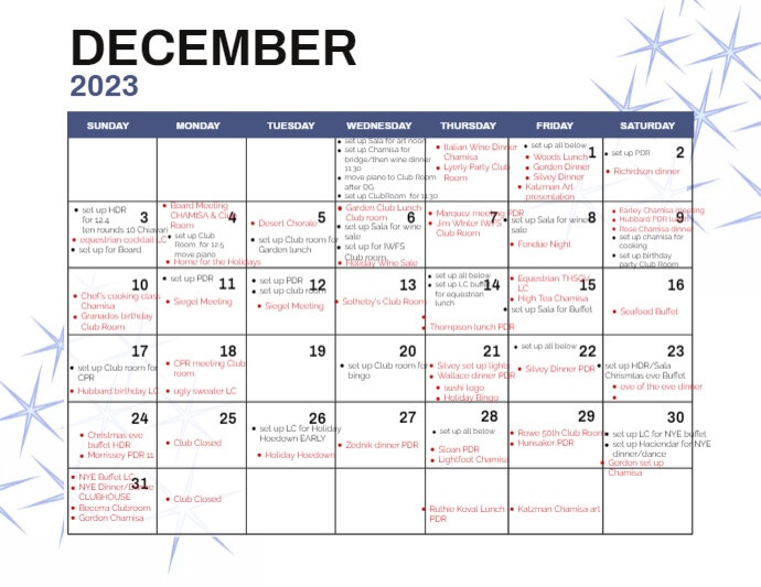 December 2023 Monthly Events Calendar | PosterMyWall