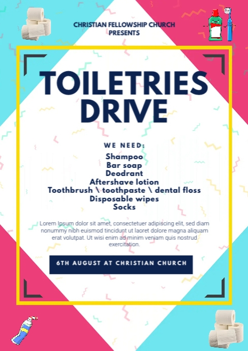 TOILETRIES DRIVE | PosterMyWall