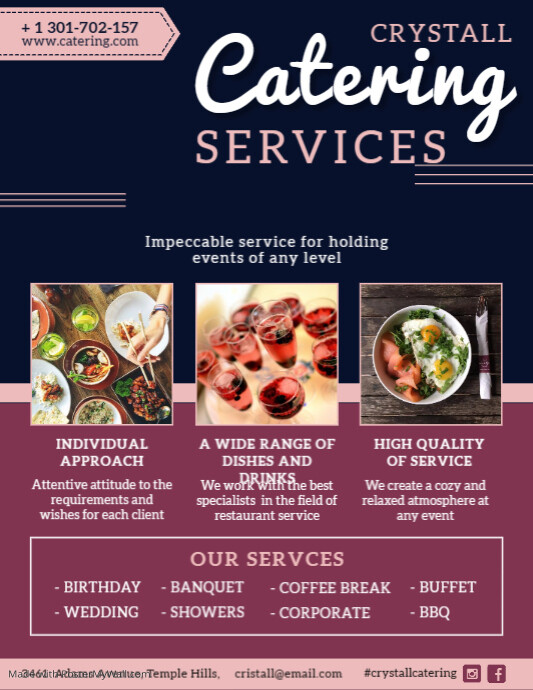 Pink and Purple Food Catering Service Flyer T | PosterMyWall