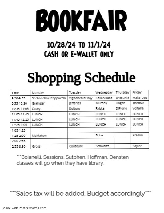 Copy of Copy of Copy of Copy of Bookfair schedule | PosterMyWall