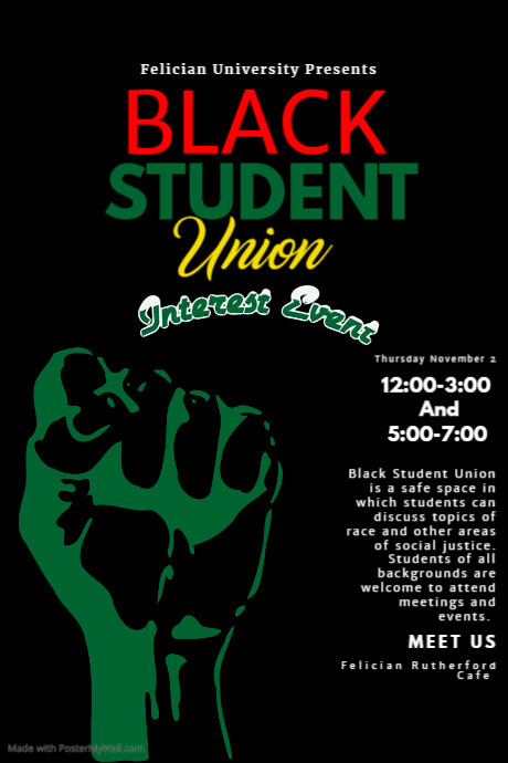 Black Student Union Flyer Design Template | PosterMyWall