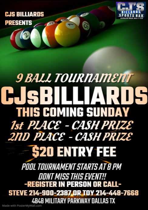 Billiards tournament invitation flyer | PosterMyWall