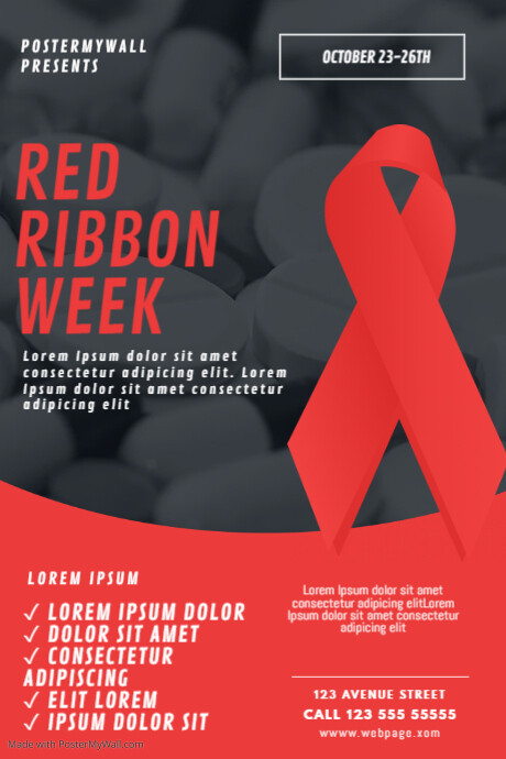 Red Ribbon week Flyer Design Template | PosterMyWall