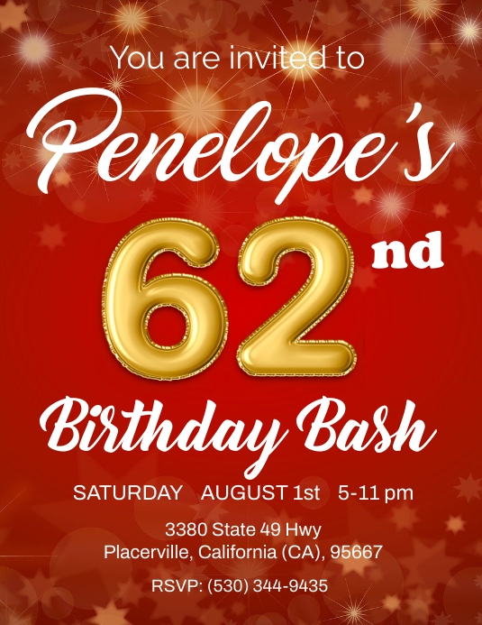 62nd bday Template | PosterMyWall