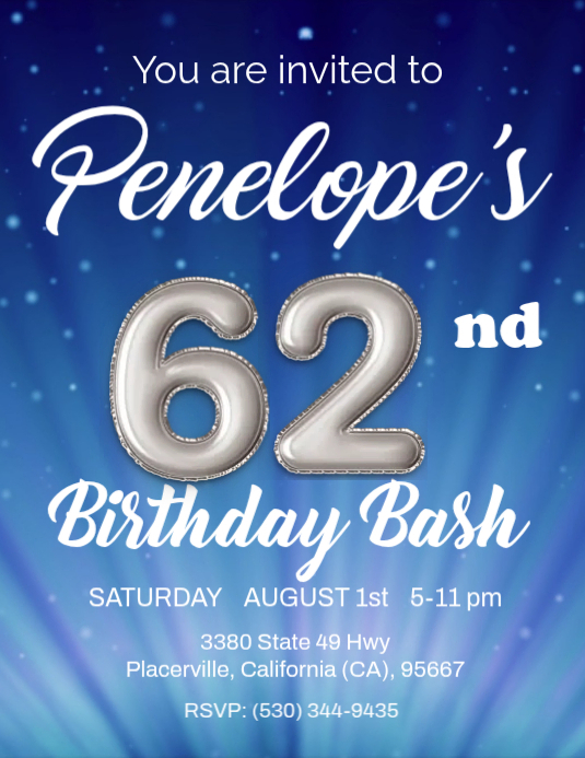 62nd birthday Template | PosterMyWall