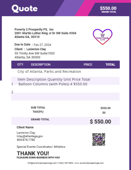 Purple Invoice Sample | PosterMyWall