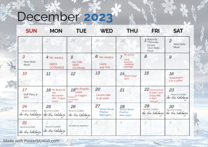 Copy of Printable calendar template 2023 december | PosterMyWall