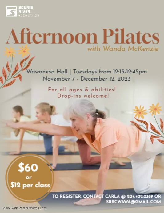 Minimalist Floral Aesthetic Pilates Class Ads | PosterMyWall