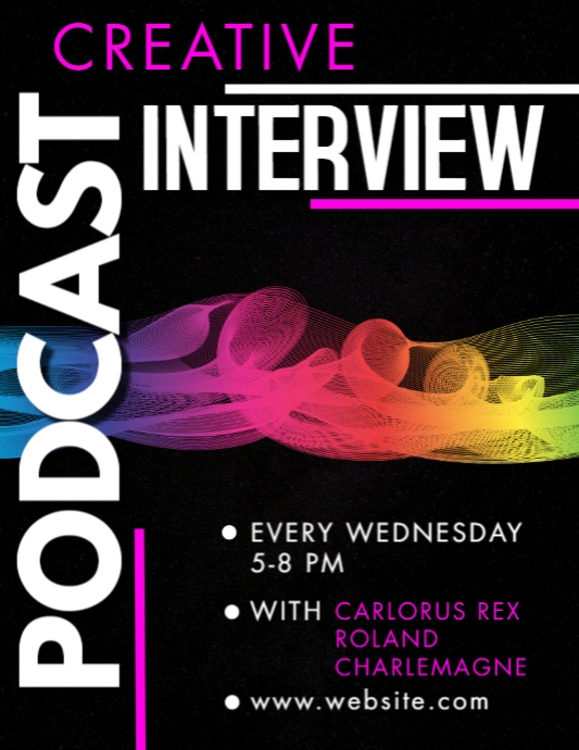creative colorful podcast interview design te | PosterMyWall
