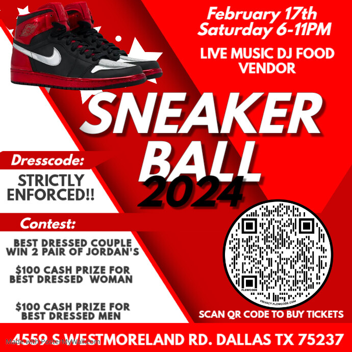 SLEEK SNEAKER BALL PARTY POSTER TEMPLATE | PosterMyWall