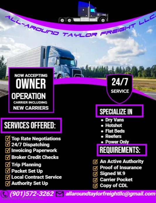 All-Around Taylor Freight LLC. Flyer | PosterMyWall