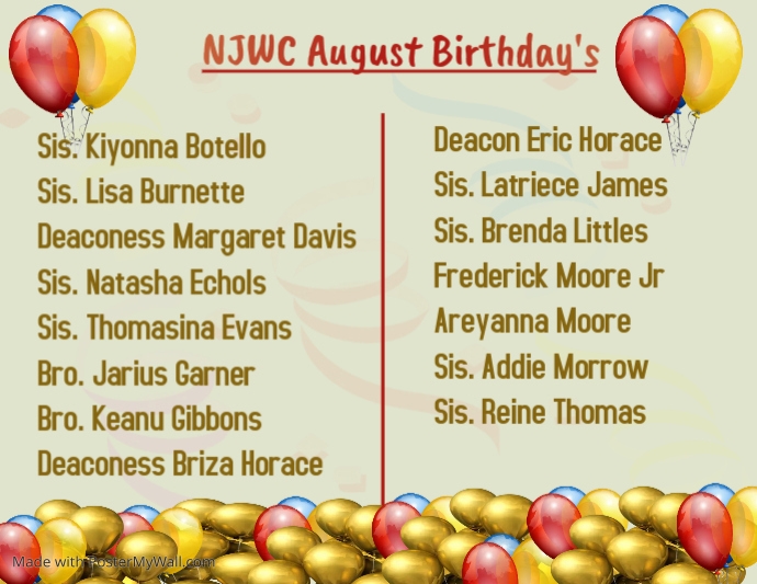 August 2023 Birthdays | PosterMyWall