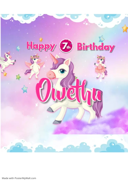 Unicorn Themed Birthday Party | PosterMyWall