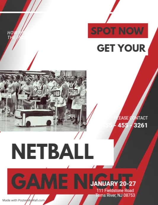 Red Netball Game Night Tournament Flyer | PosterMyWall