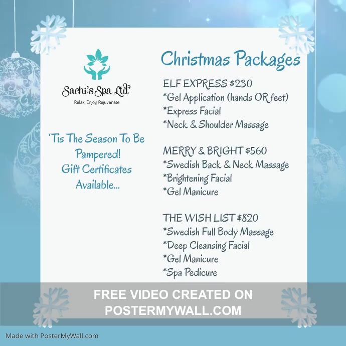 Copy of Blue Christmas Menu Square Video | PosterMyWall