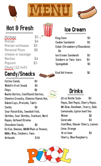 CONCESSION MENU | PosterMyWall