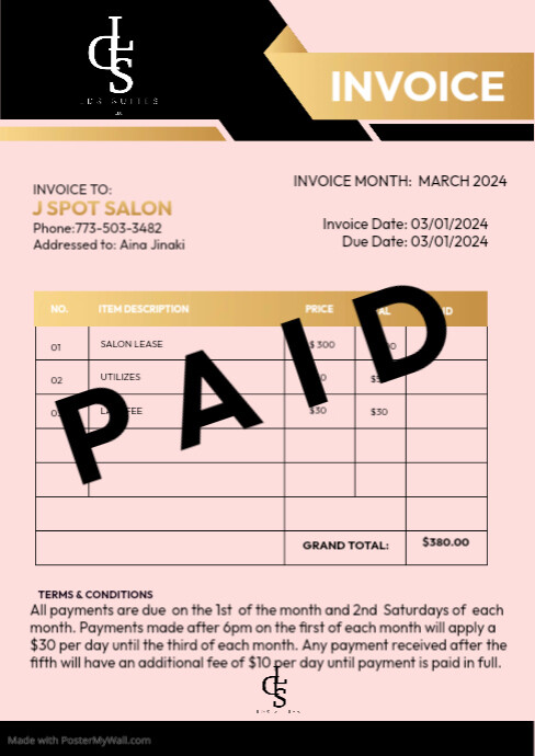 Gold Invoice Template | PosterMyWall
