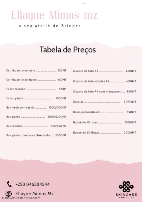 Cópia de Pink Laser Clinic Price List Template | PosterMyWall