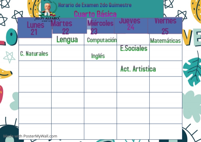 Copia de Class schedule doodles school calendar | PosterMyWall