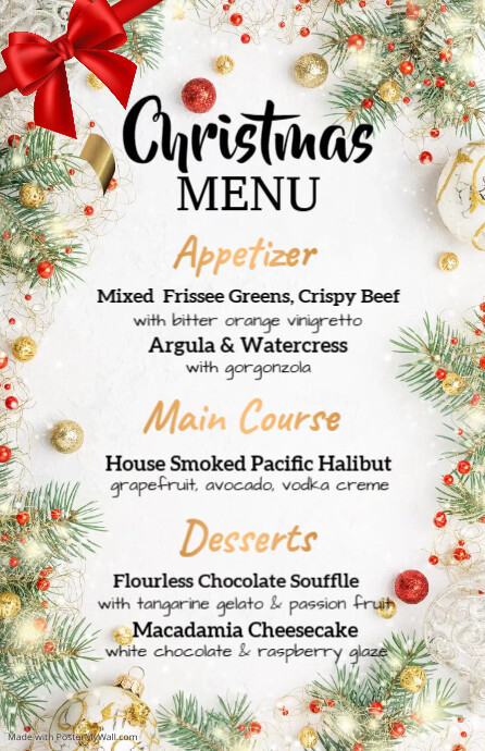 new year menu, christmas menu, menu (1) | PosterMyWall