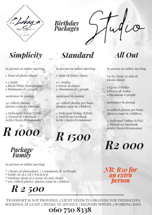 Copy of Wedding Prices Photography A4 Price List (2) | PosterMyWall