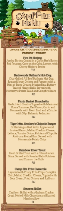 Campfire Menu | PosterMyWall