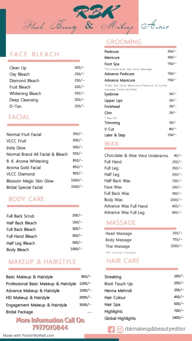 Copy of Pink Hand and Foot Massage Spa Menu | PosterMyWall