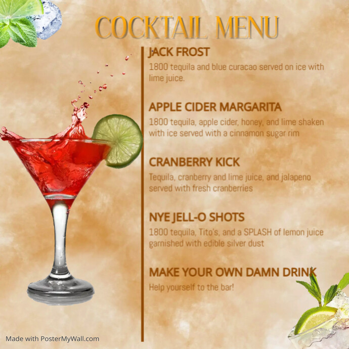 cocktail menu | PosterMyWall