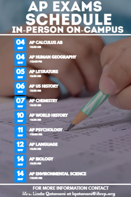 AP Exams Schedule 2021 | PosterMyWall