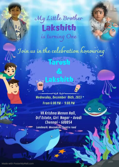 Colorful under the sea birthday invitation | PosterMyWall