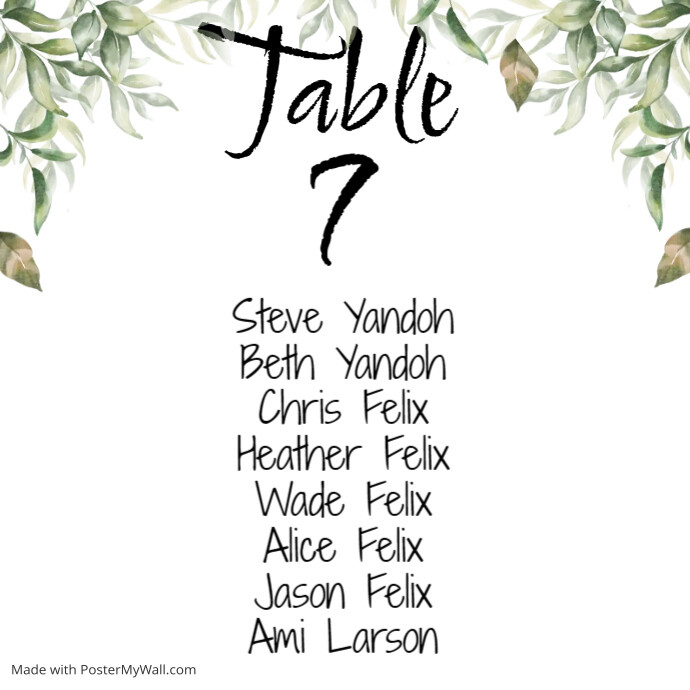 Copy of Wedding Table Number (1) | PosterMyWall