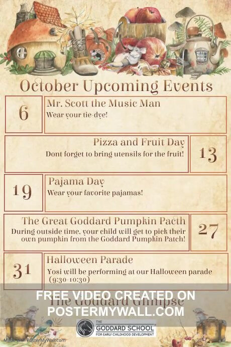 October Video Upcoming Events Calendar | PosterMyWall