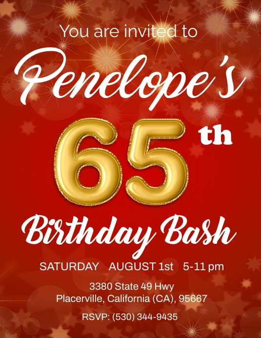 65th bday Template | PosterMyWall