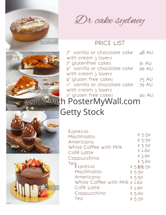 Bakery Price Pricing List Menu Offers Card | PosterMyWall