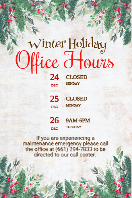 Winter Office Hours 2023 | PosterMyWall