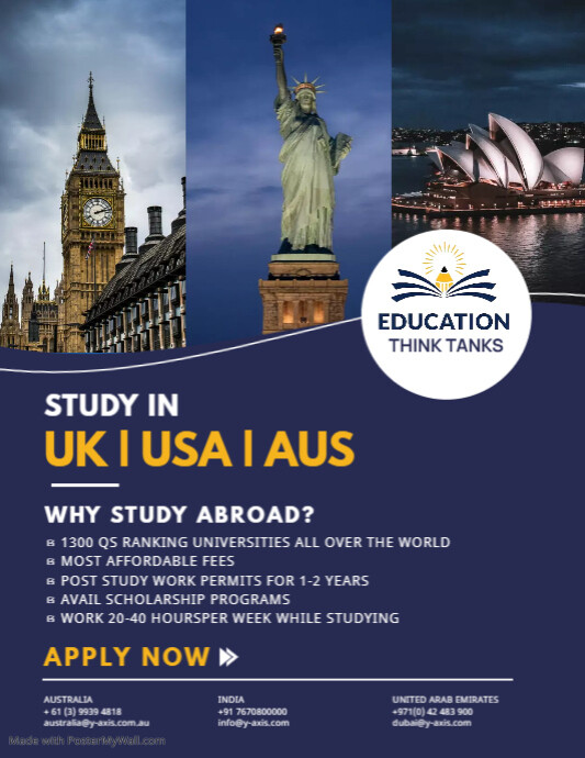 Navy Blue Student Visa Flyer | PosterMyWall