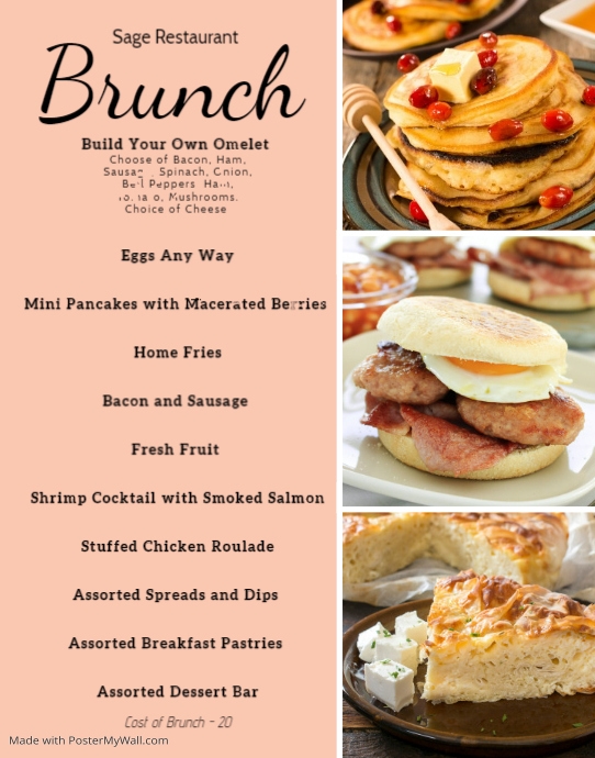 Copy of Brunch Menu Template Flyer | PosterMyWall
