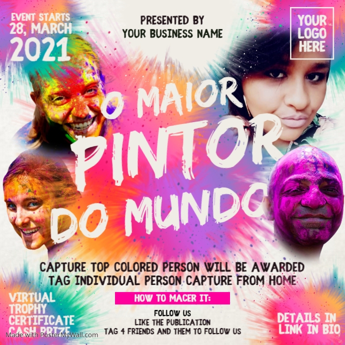 Cópia de Holi Color Contest 2021 Template | PosterMyWall