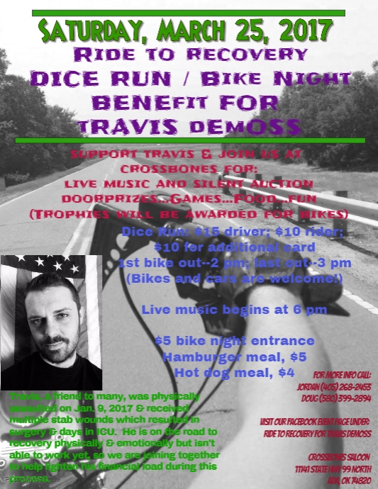 Travis Ride to Recovery bike night | PosterMyWall