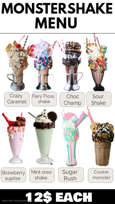 Milkshake/ smoothies menu | PosterMyWall