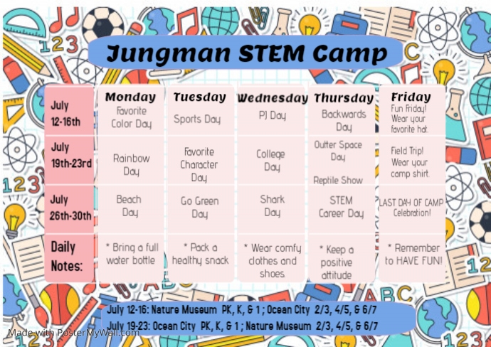 Copy of Pre-school Kindergarten Weekly Timetable | PosterMyWall