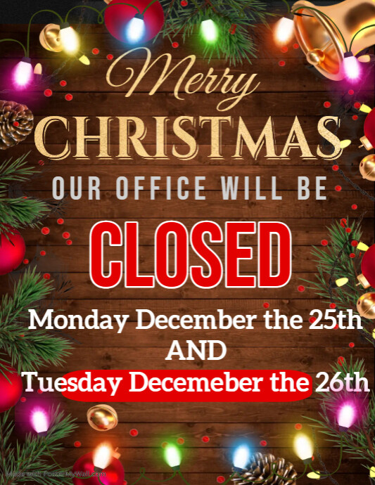 we will be closed for christmas | PosterMyWall