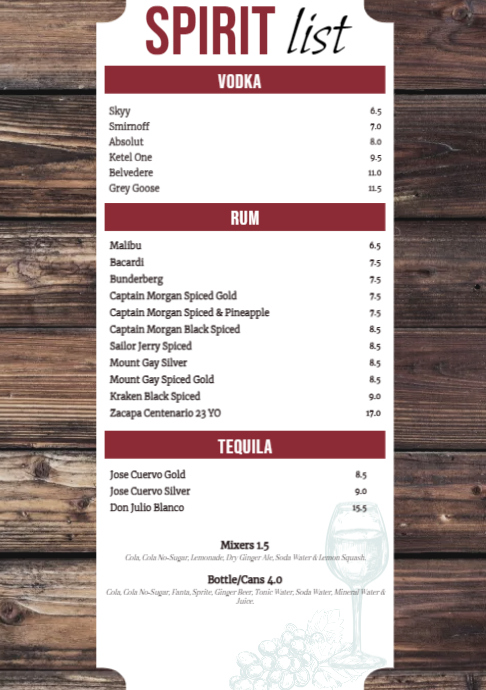 Bar Menu List (Page 6) | PosterMyWall