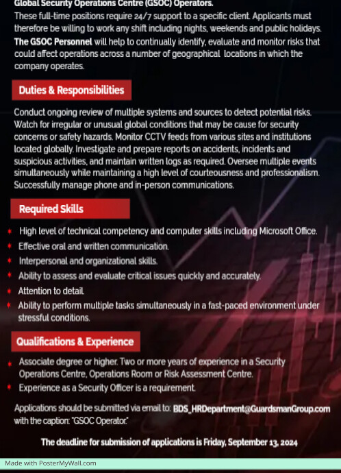 Copy of GSOC Vacancy | PosterMyWall