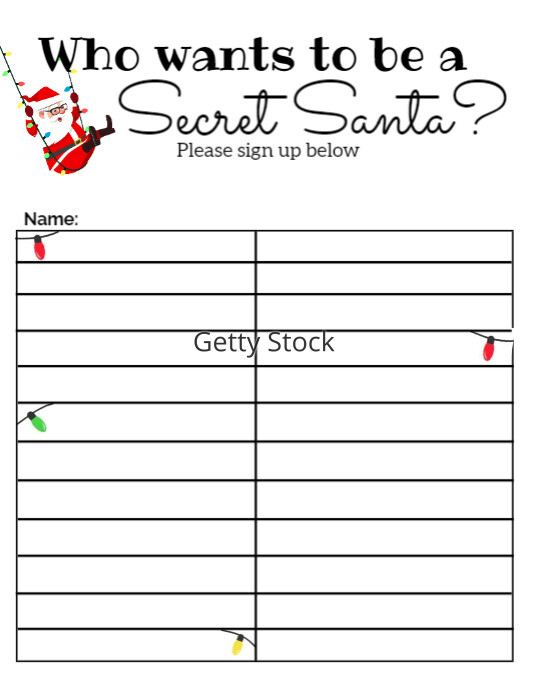 Secret Santa sign up sheet flyer poster event | PosterMyWall