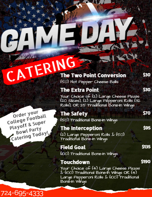 Game Day Sunday Menu Flyer | PosterMyWall