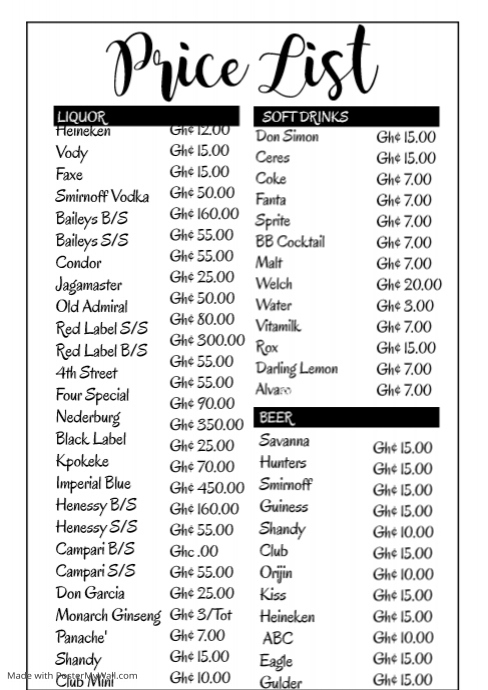 Copy of Price List Coffe Bar Restaurant Menu Offer Ad | PosterMyWall