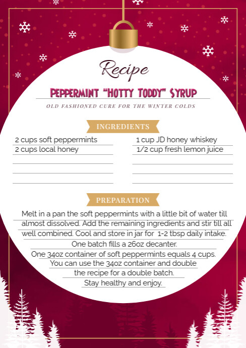 Snowflake Themed Recipe Card | PosterMyWall
