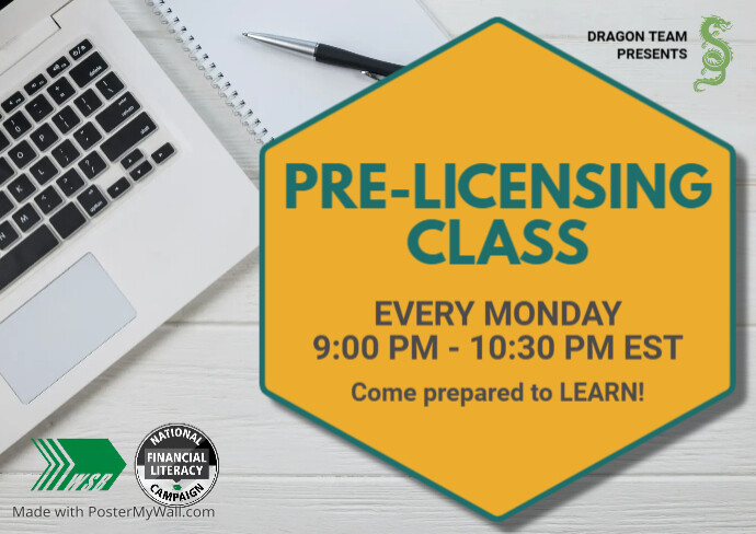 Pre-Licensing class - 2023 SCHEDULE (1) | PosterMyWall